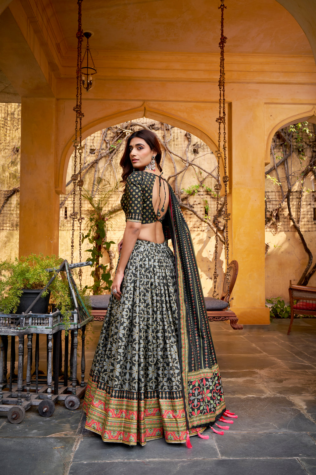 Samaira Black Color Tasar Silk Iconic Sparkle With Lace Work Lehenga C ...