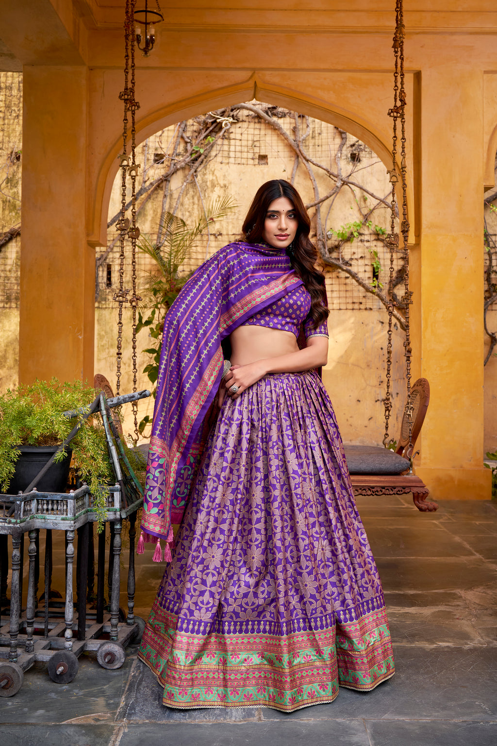 Samaira Purple Color Tasar Silk Iconic Sparkle With Lace Work Lehenga ...